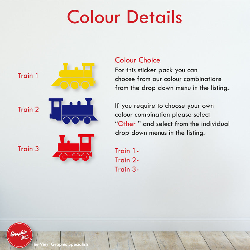 Steam Trains Nursery Wall Art Sticker Set – Graphic That